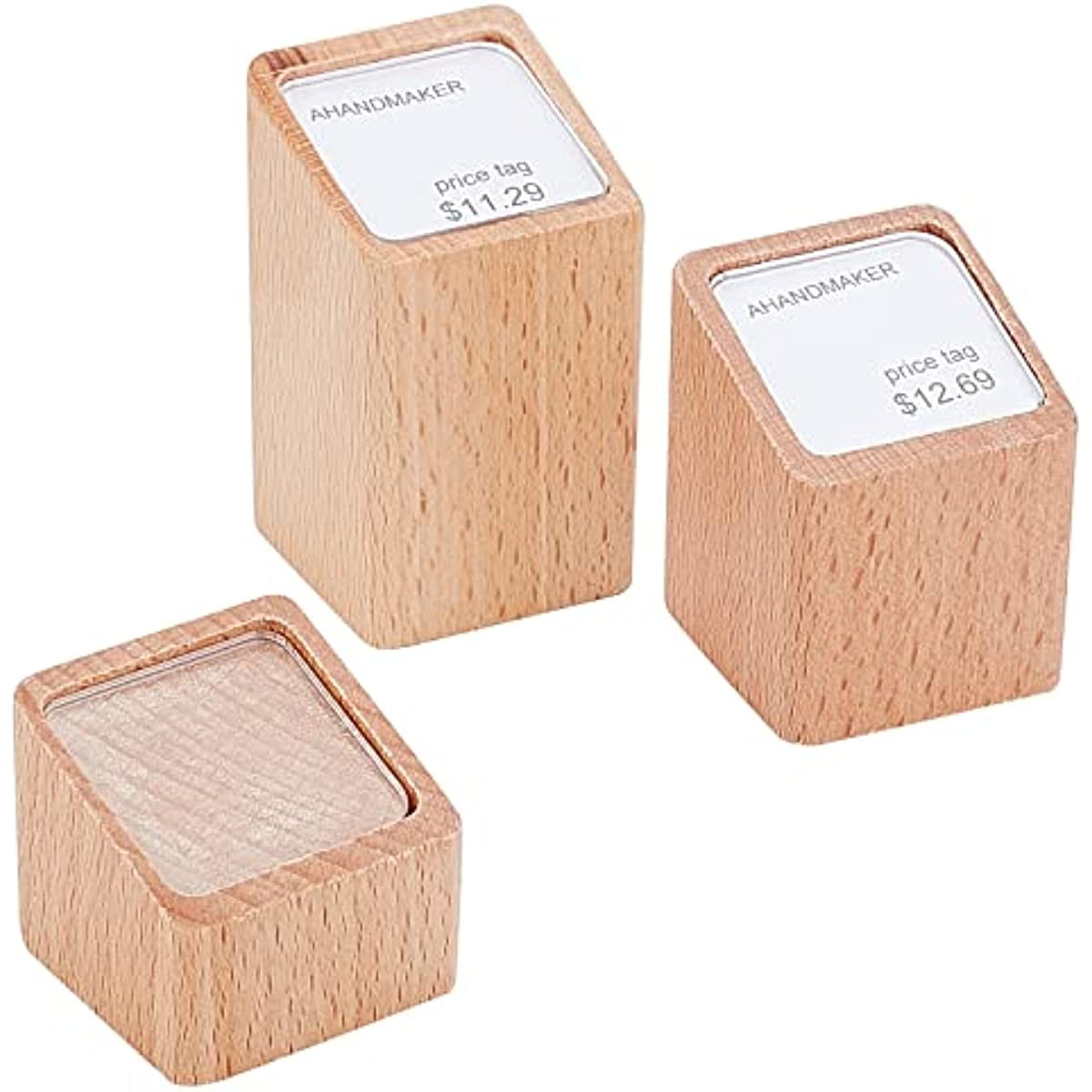 3 Pieces Solid Wood Vertical Price Tag Display Stand Classical Price ...