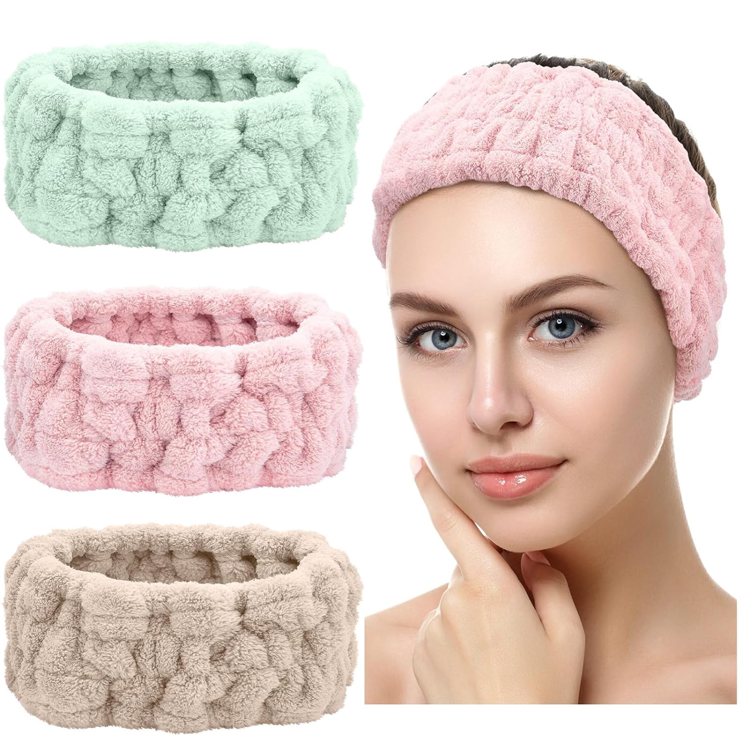3 Pieces Spa Facial Headband for Makeup and Washing Face Terry Cloth ...