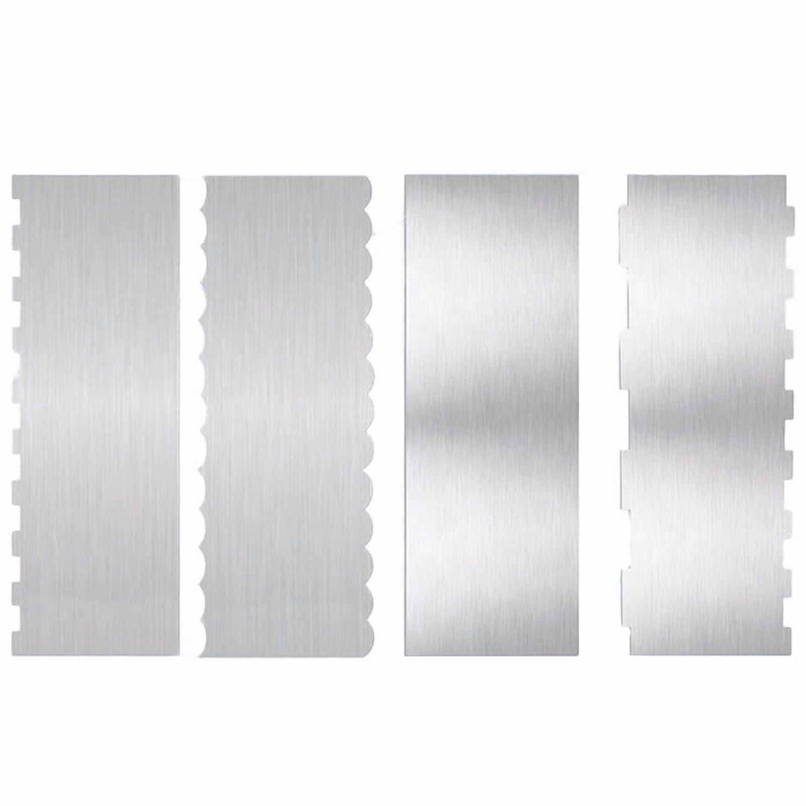 4 Pieces Stainless Steel Cake Scraper 8.6 Inch and Sided Patterned Edge ...