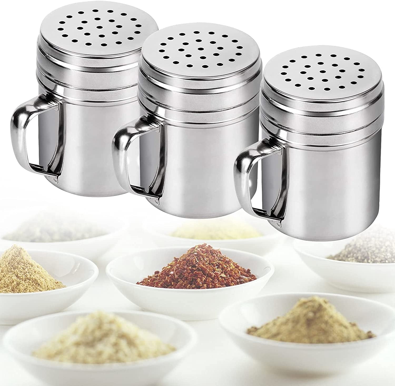 3-Piece Stainless Steel Dredge Shaker Set, Versatile Spice Shaker with ...