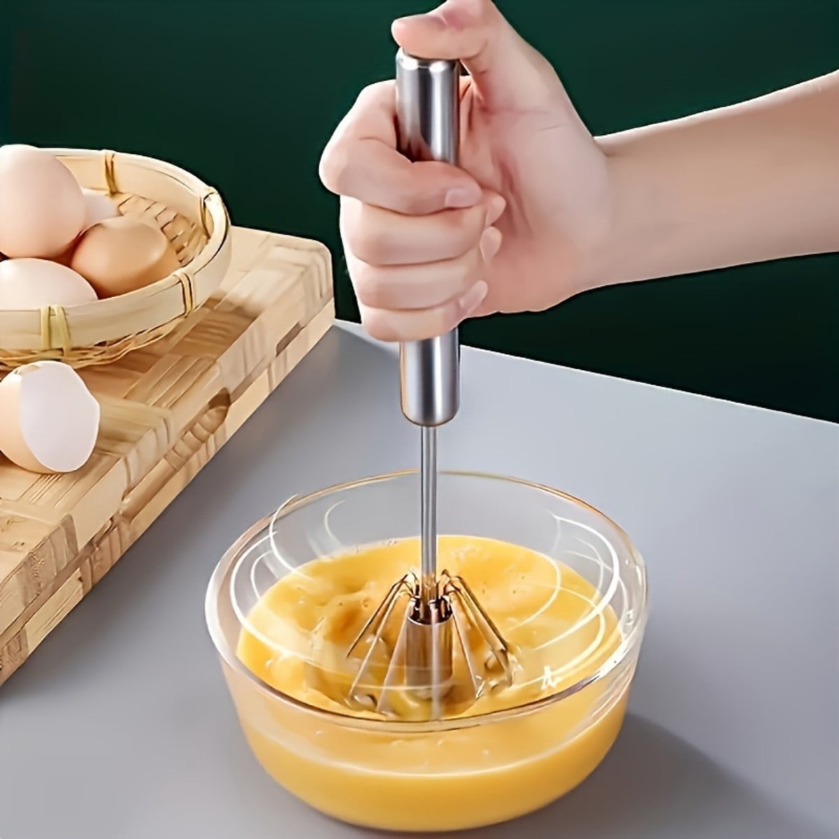 Stainless Steel Egg Beaters, Large Medium Small Household Mini Semi-Automatic Cream Whisk ...