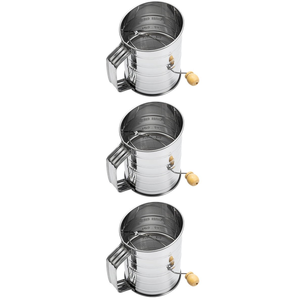 3 Pieces Stainless Steel Flour Sieve Hand-made Mold Mic Dowel Tin ...