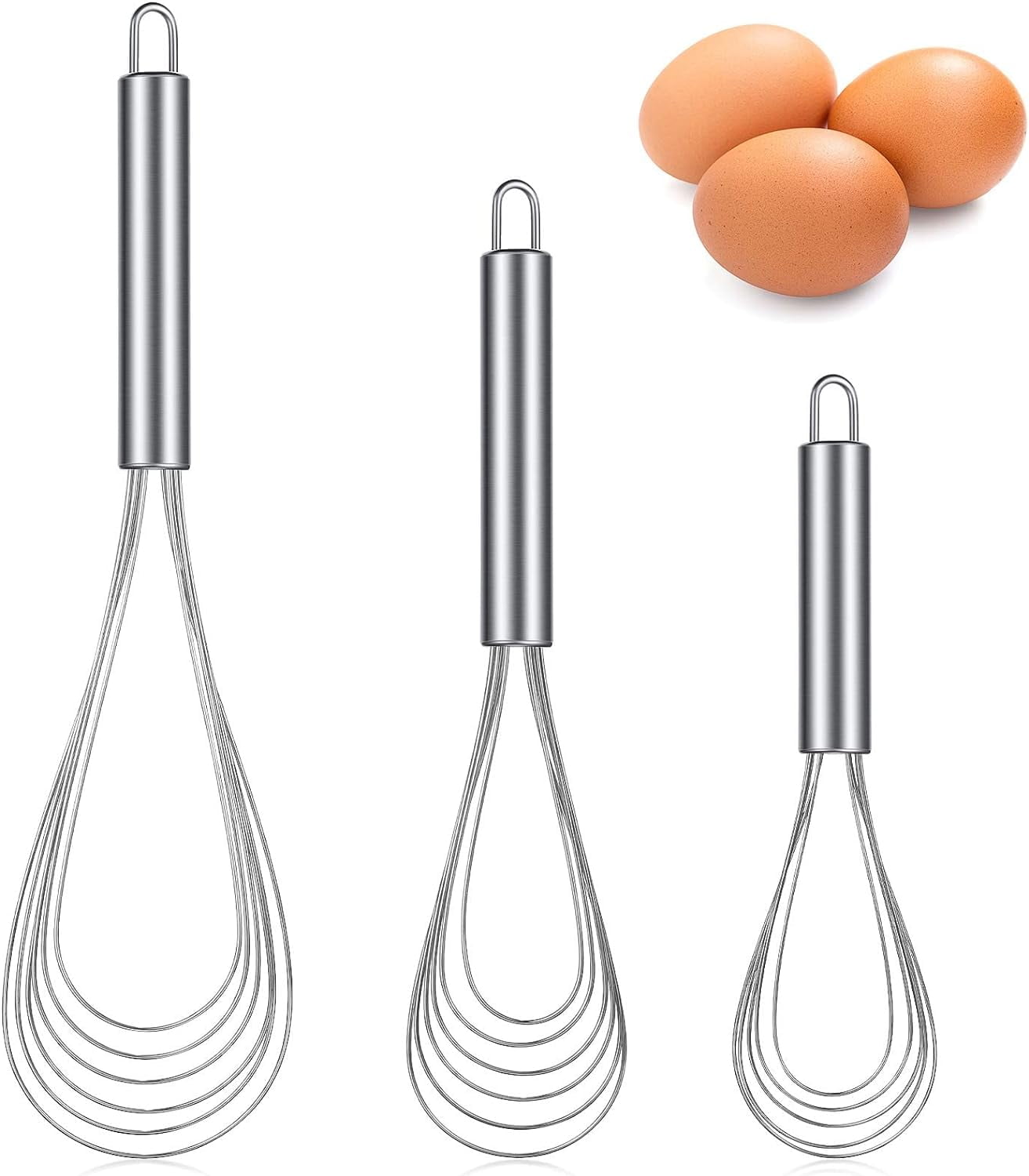 3 Pieces Stainless Steel Kitchen Flat Whisk Set ,Stainless Steel Flat ...