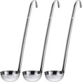 3 Pieces Stainless Steel Ladle Soup Handle Ladle with Pouring Rim for ...