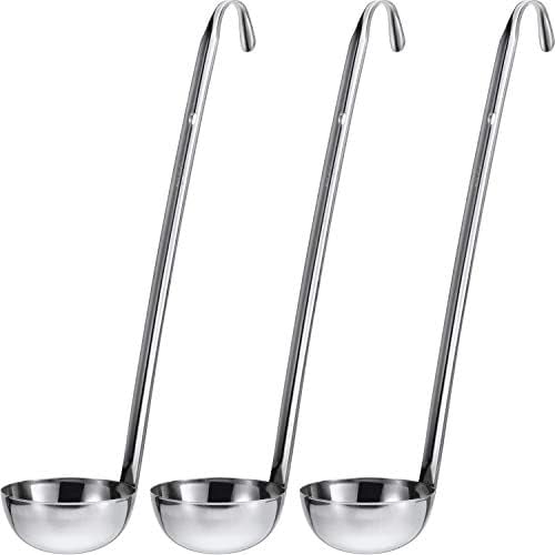 3 Pieces Stainless Steel Ladle Soup Handle Ladle with Pouring Rim for ...