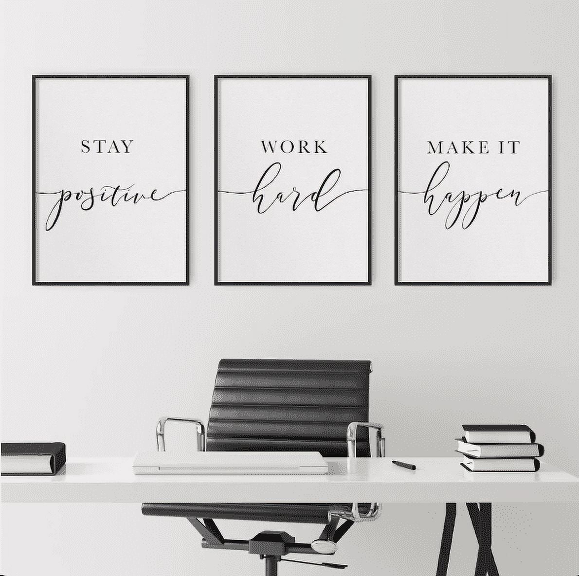 3 Pieces Stay Positive Work Hard Make it Happen Art Prints Canvas ...