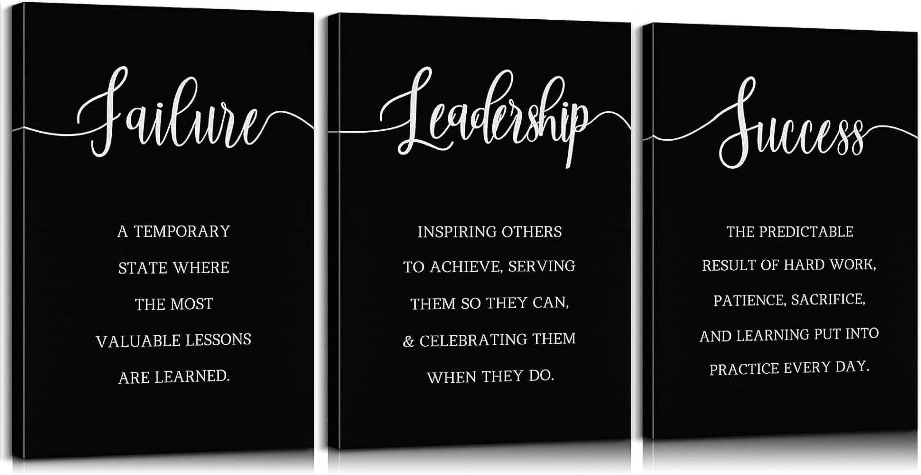 3 Pieces Success Motivational Canvas Wall Art Failure Positive Quotes ...