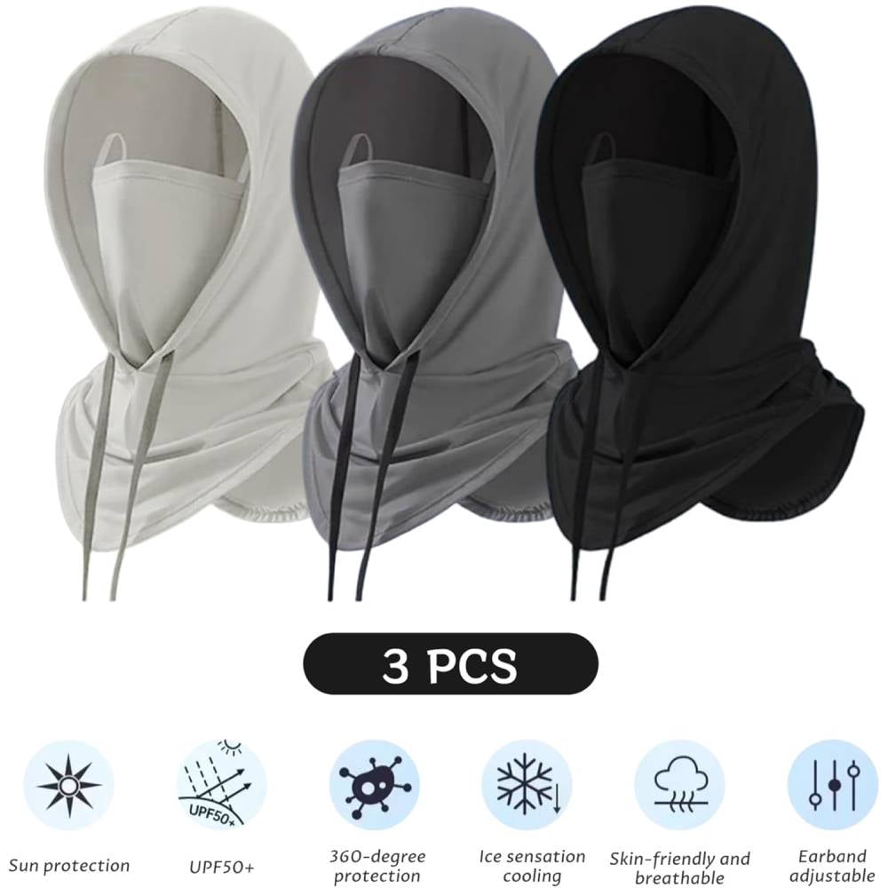 3 Pieces Summer Full Head Mask Face Cover Balaclava Sun Protection Head ...