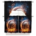 3 Pieces Swag Kitchen Curtains Set, Baseball, Valance Swag & Small ...