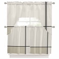 3 Pieces Swag Kitchen Curtains Set, Beige Geometric Valance Swag ...