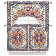 3 Pieces Swag Kitchen Curtains Set, Boho Orange Blue Valance Swag ...