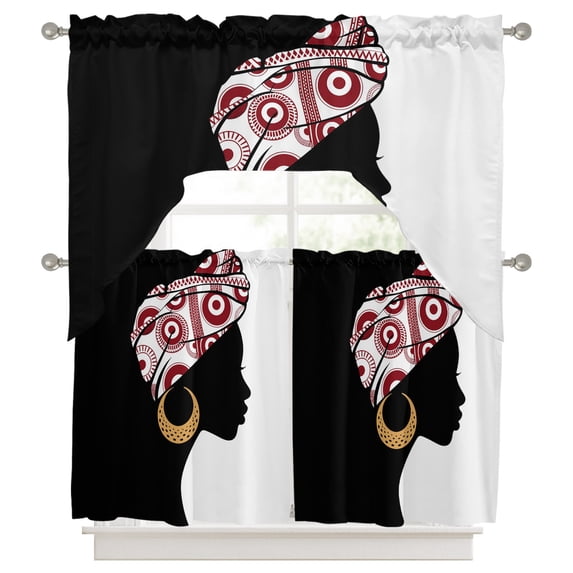 3 Pieces Swag Kitchen Curtains Set, Boho Valance Swag & Small Window ...