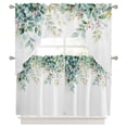 3 Pieces Swag Kitchen Curtains Set, Eucalyptus Valance Swag & Small ...
