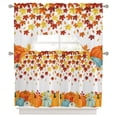 3 Pieces Swag Kitchen Curtains Set, Fall Orange Pumpkins Valance Swag ...