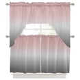 3 Pieces Swag Kitchen Curtains Set, Gradient Pink Grey, Valance Swag ...