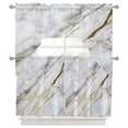 3 Pieces Swag Kitchen Curtains Set, Marble White Gold Valance Swag ...
