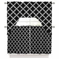 3 Pieces Swag Kitchen Curtains Set, Modern Black Geometric Valance Swag ...