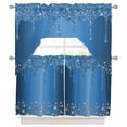 3 Pieces Swag Kitchen Curtains Set, Modern Blue Valance Swag & Small ...