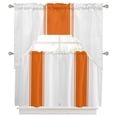 3 Pieces Swag Kitchen Curtains Set, Orange Solid Color Texture Valance ...