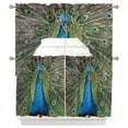 3 Pieces Swag Kitchen Curtains Set, Peacock Feathers Valance Swag ...