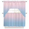 3 Pieces Swag Kitchen Curtains Set, Pink Blue Ombre Valance Swag ...
