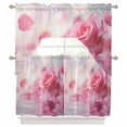 3 Pieces Swag Kitchen Curtains Set, Pink Rose Fantasy Valance Swag ...
