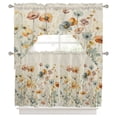 3 Pieces Swag Kitchen Curtains Set, Spring Floral Valance Swag & Small ...