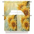 3 Pieces Swag Kitchen Curtains Set, Sunflower Valance Swag & Small ...
