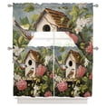 3 Pieces Swag Kitchen Curtains Set, Vintage Birdhouse Valance Swag ...