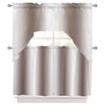 3 Pieces Swag Kitchen Curtains Set, White Brown Valance Swag & Small ...