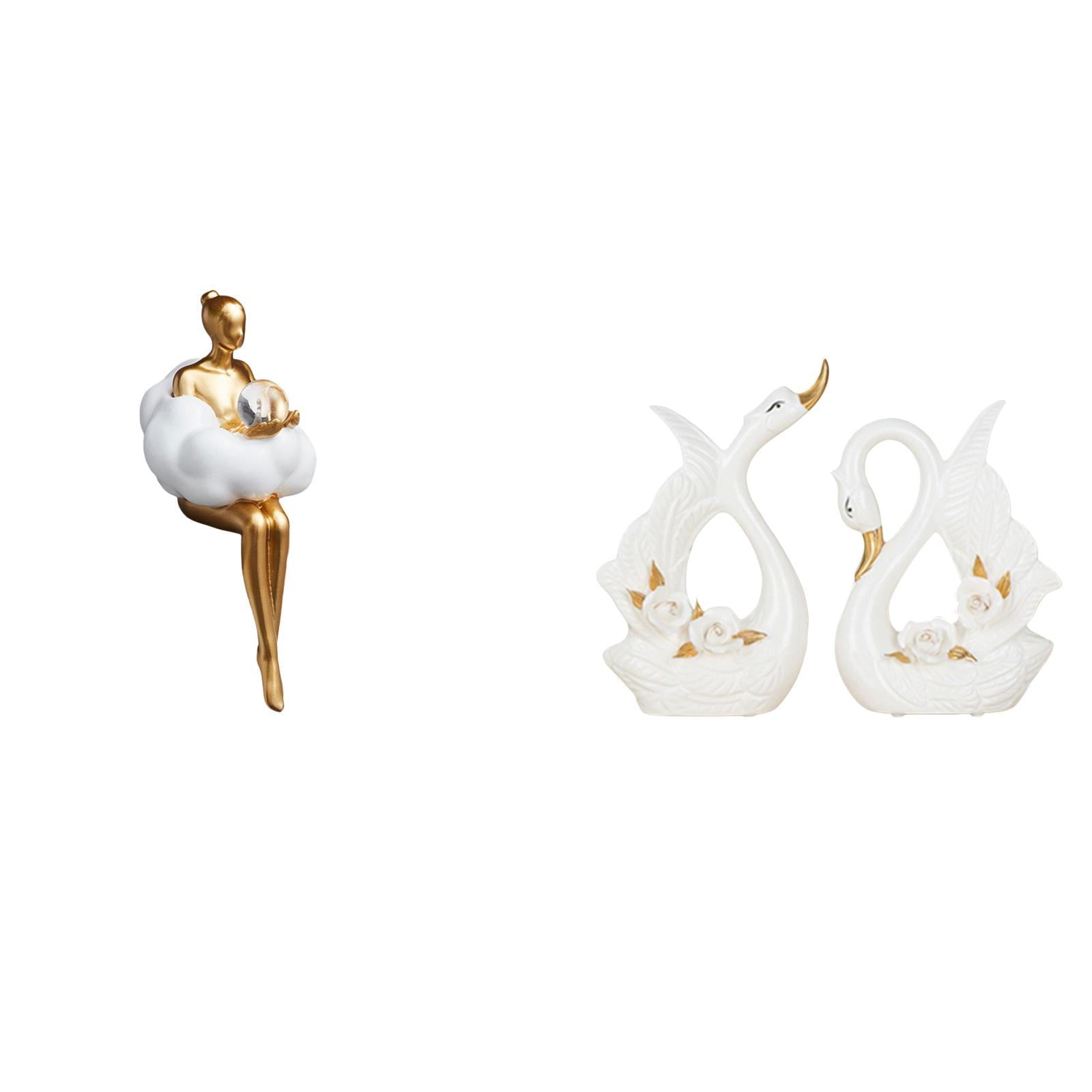 3 Pieces Swan Figurine Art Statue Abstract Ceramic Resin Women Table ...