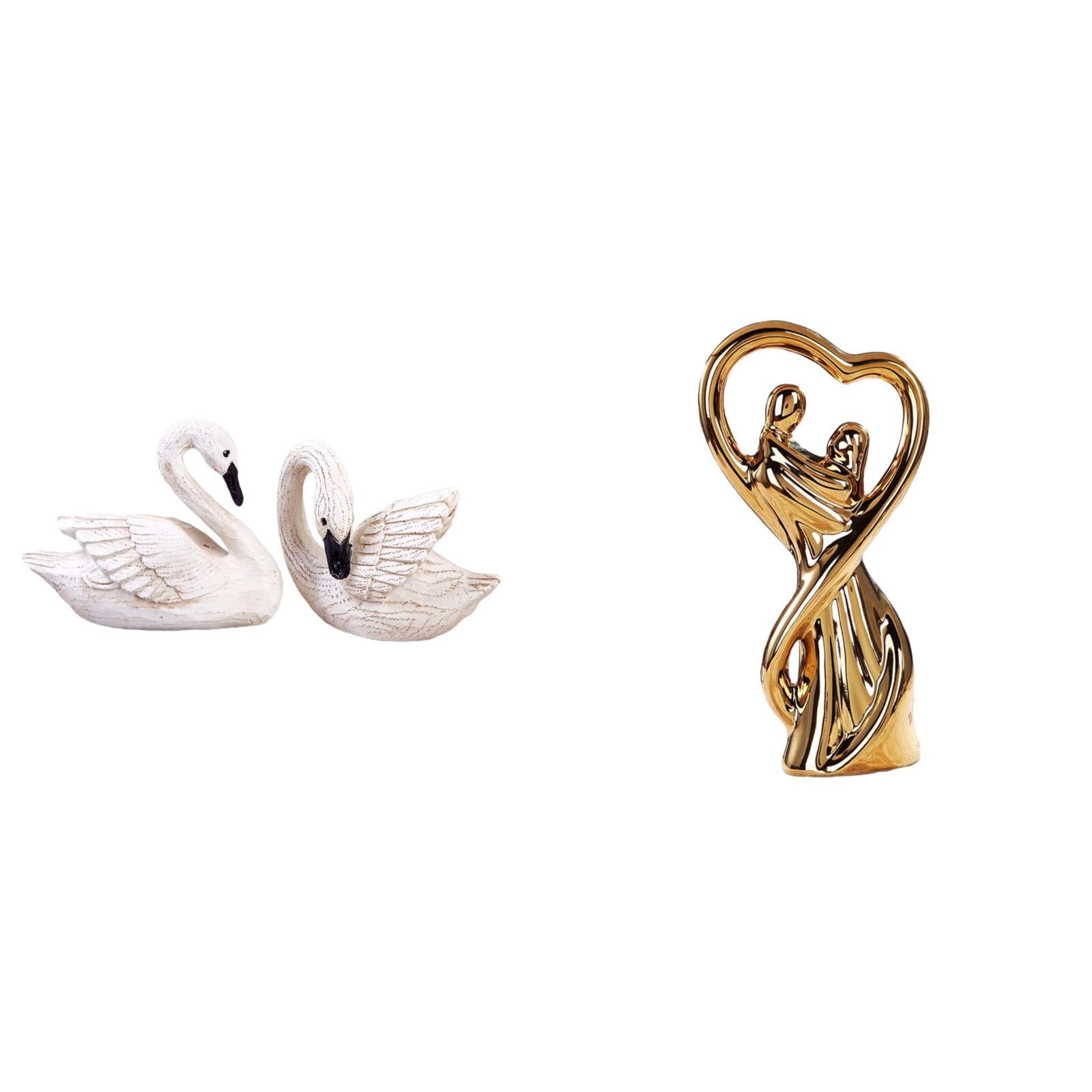 3 Pieces Swan Figurines Resin Couple Statue Elegant Design for Office ...