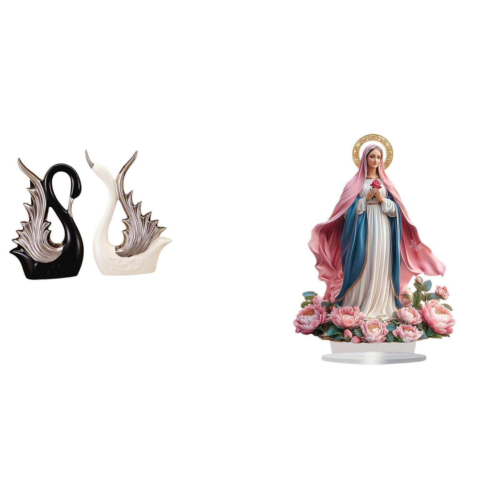 3 Pieces Swan Statue Acrylic Sculpture Ornament Elegant Ceramic ...