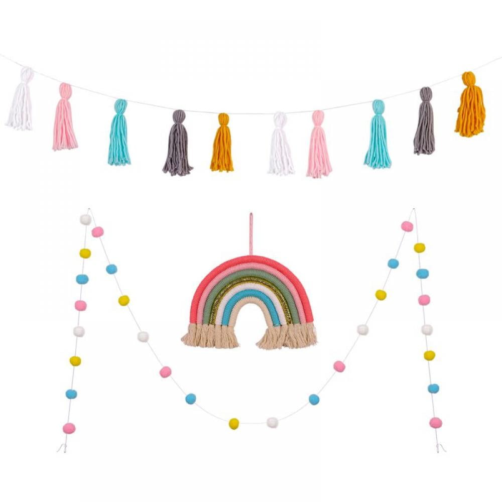 3 Pieces Tassel Garland Pom Pom Ball Banner Tassel Garland Banner ...