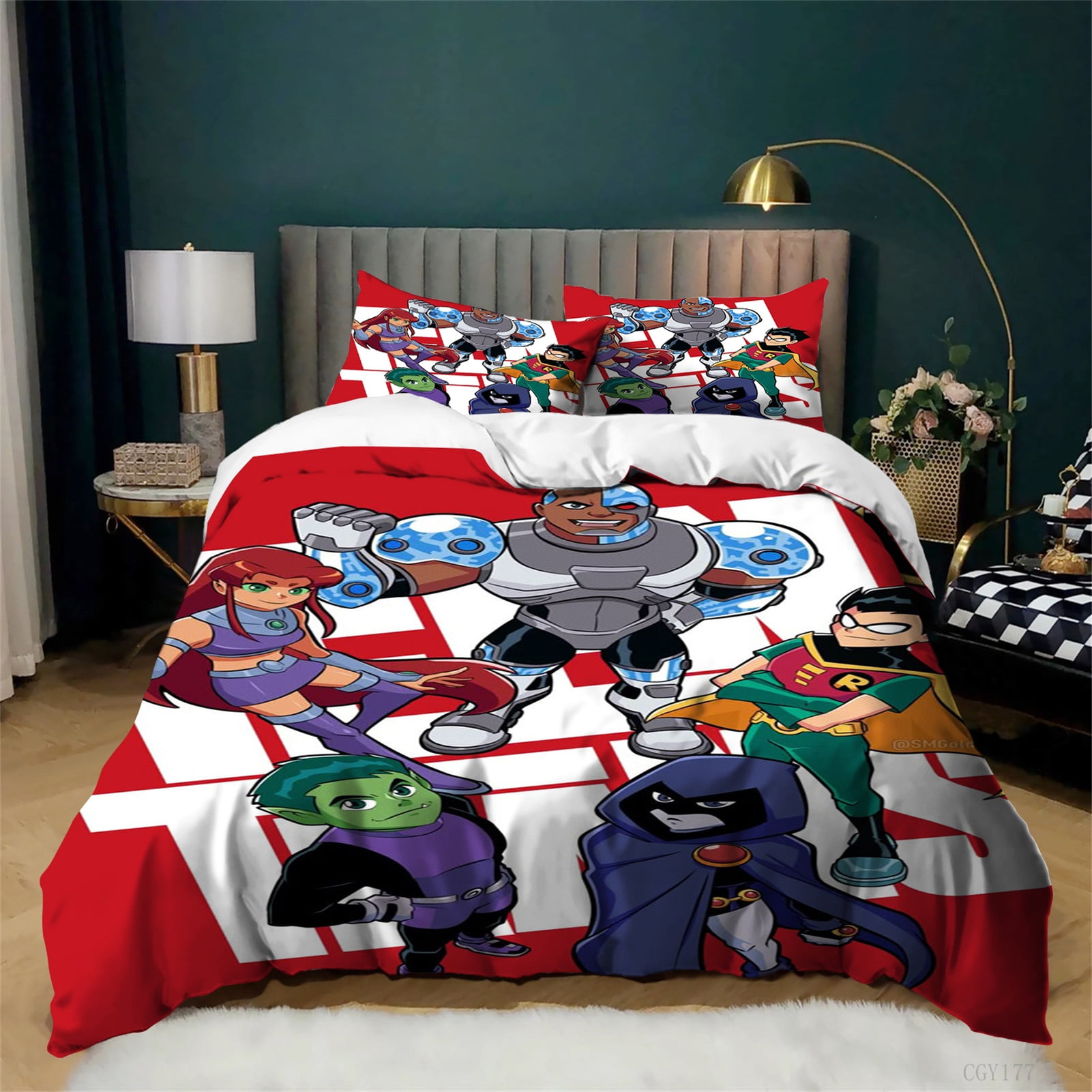 3 Pieces Teen Titans Go Duvet Cover Set Twin Cartoon Bedding Set ...