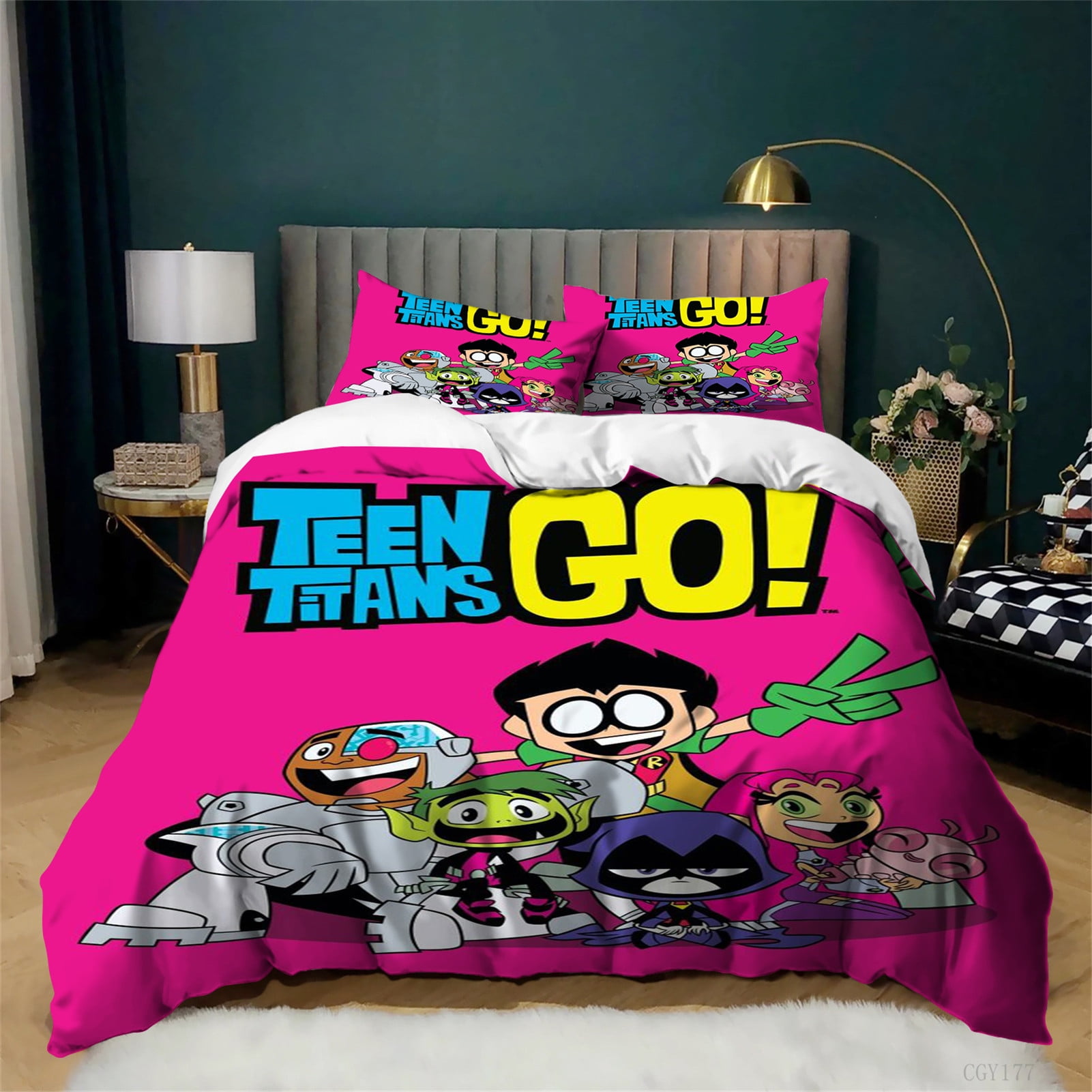 3 Pieces Teen Titans Go Duvet Cover Set Twin Cartoon Bedding Set ...
