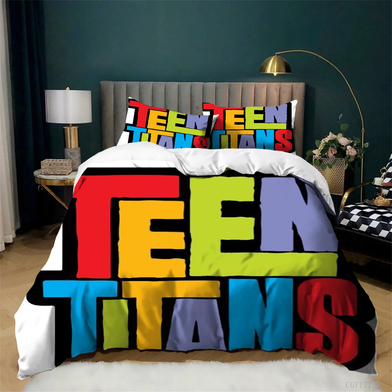 3 Pieces Teen Titans Go Duvet Cover Set Twin Cartoon Bedding Set ...