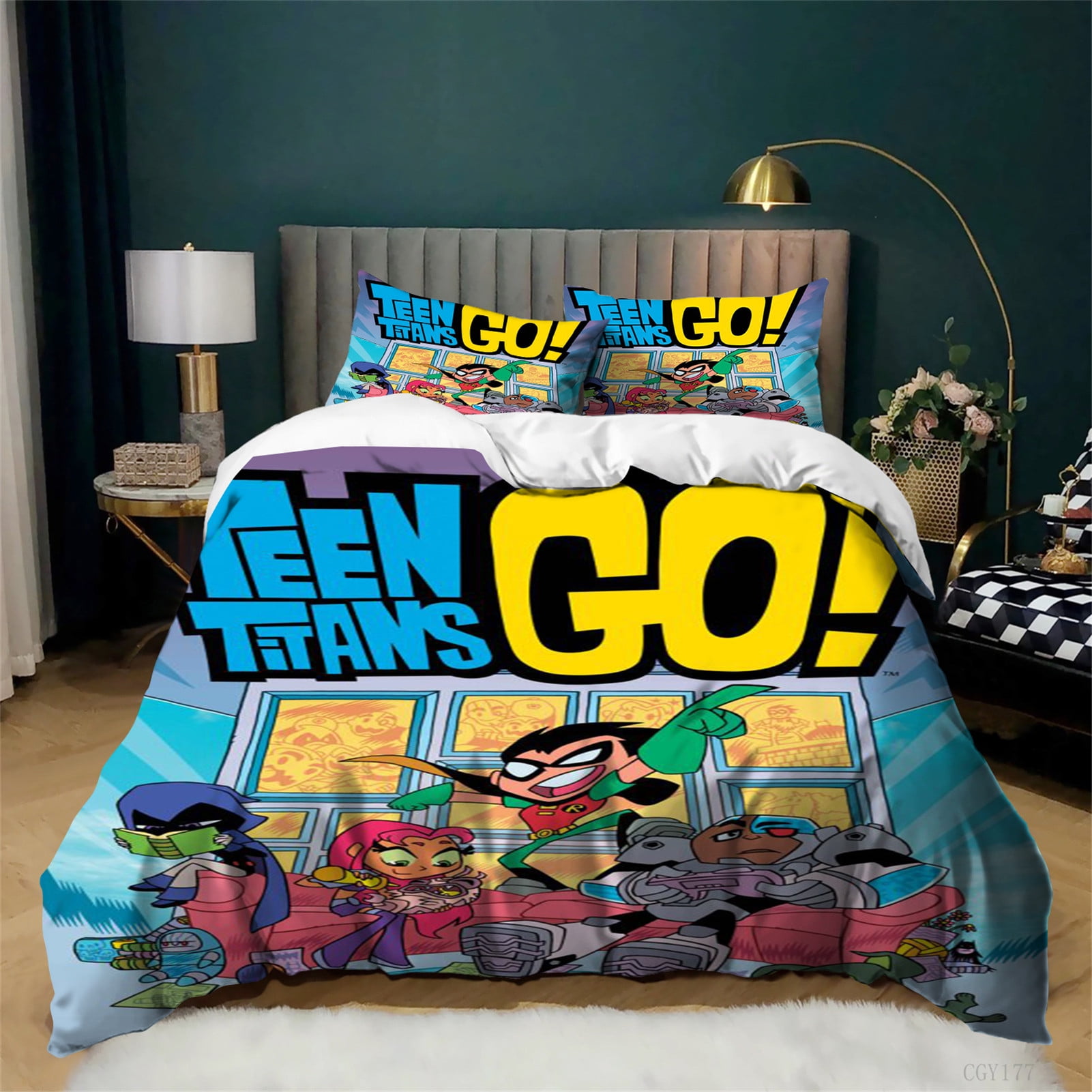 3 Pieces Teen Titans Go Duvet Cover Set Twin Cartoon Bedding Set ...