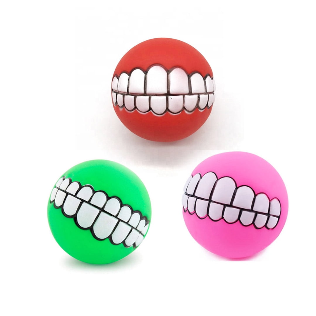 3 Pieces Teeth Balls for Dog. Color Red, Pink, Green. for Medium and ...