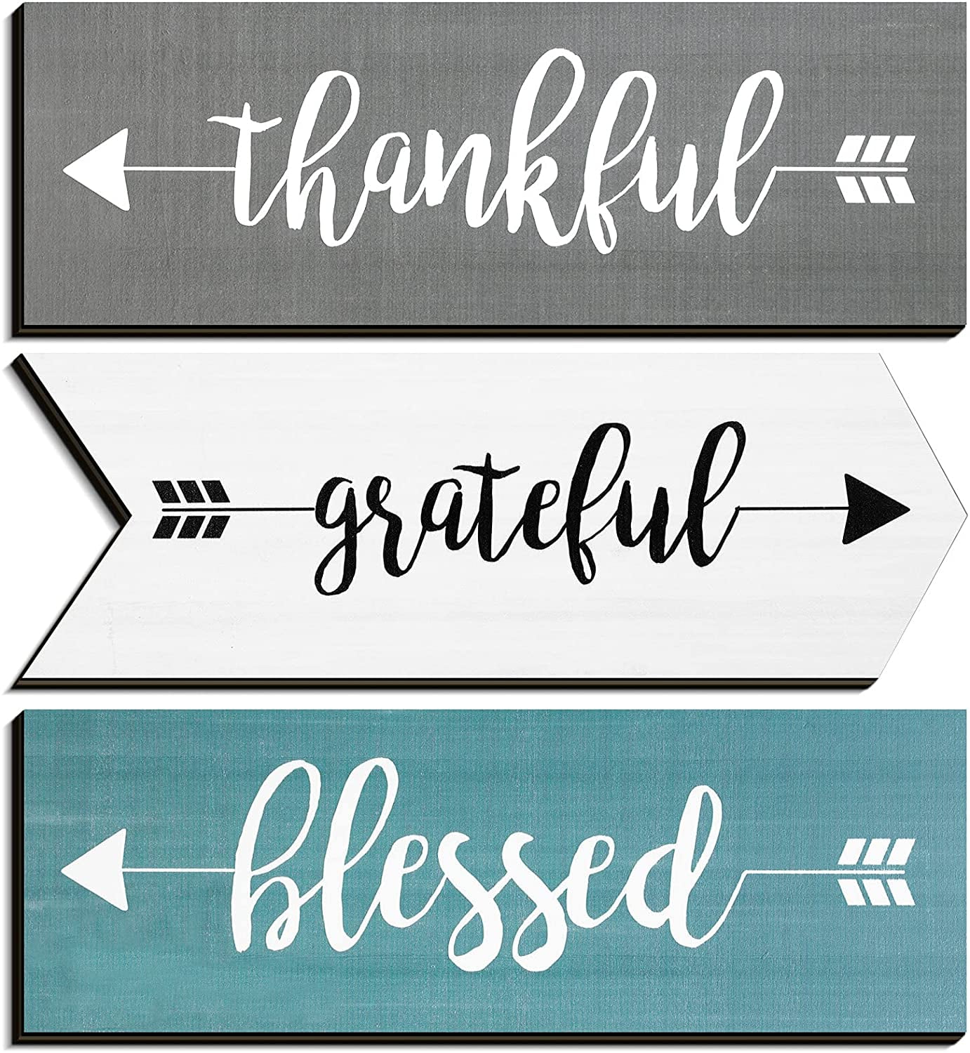 3 Pieces Thankful Grateful Blessed Wooden Signs Hanging Wall Signs ...