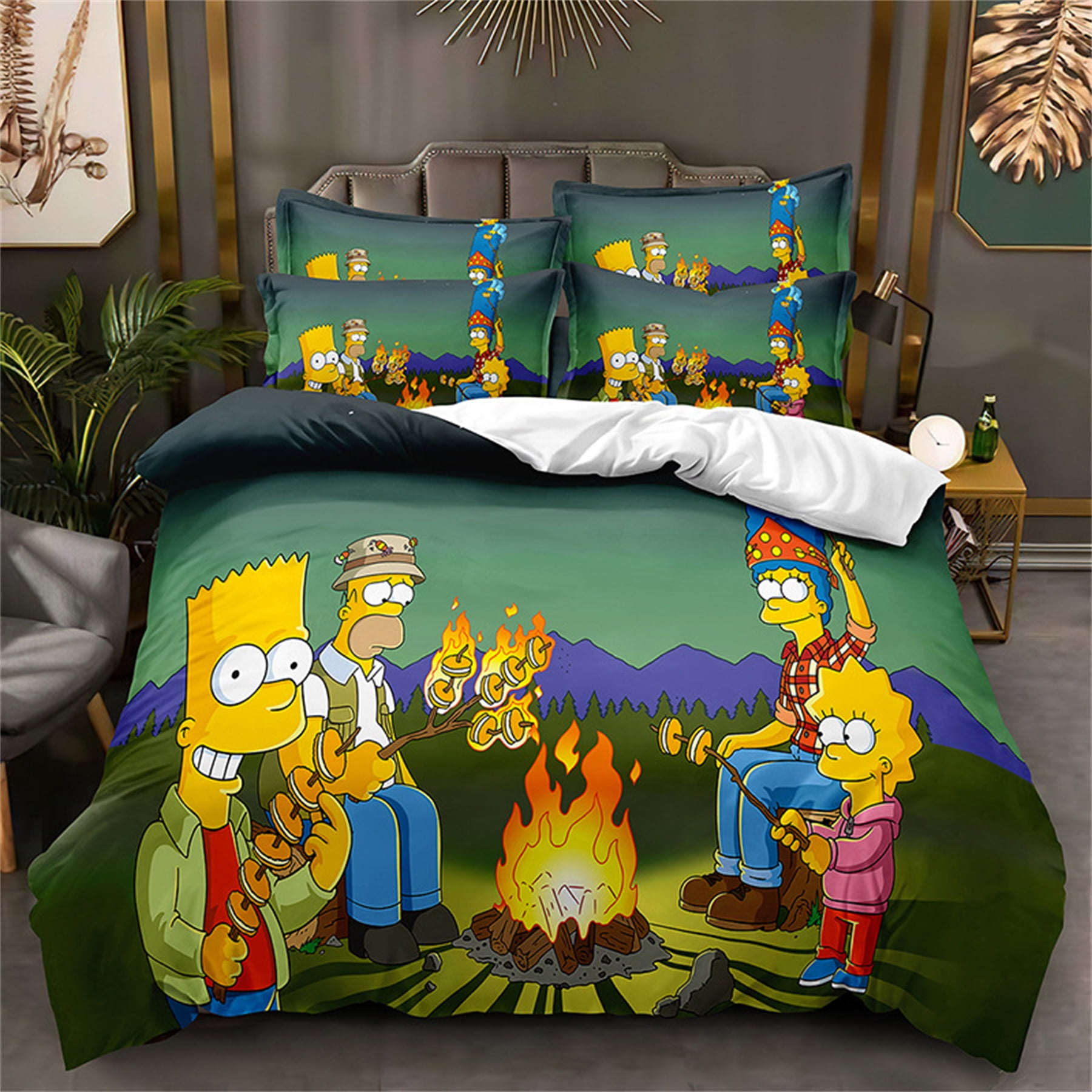 3 Pieces The Simp-sons Duvet Cover Queen Size Lightweight Bedding Set ...