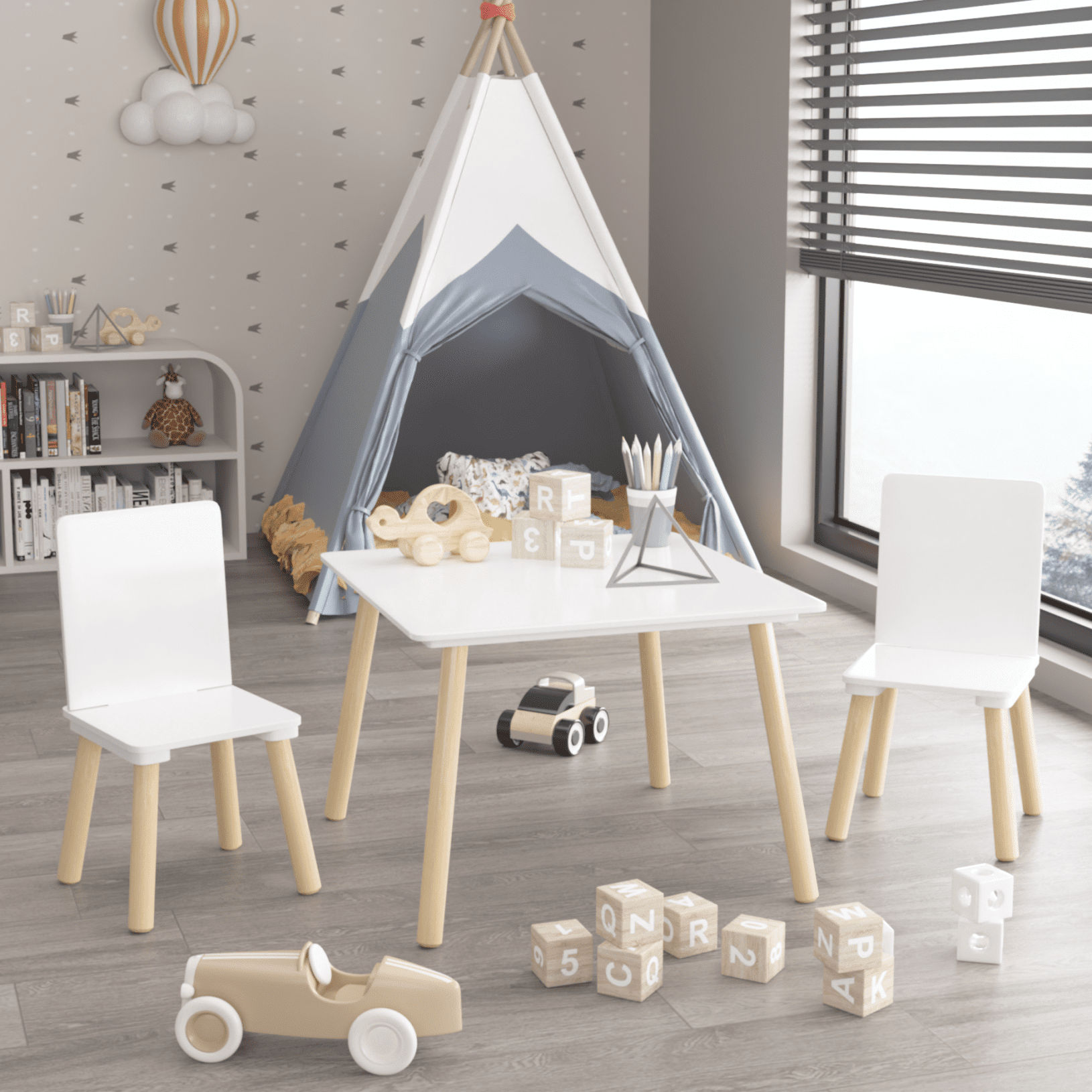 3 Pieces Toddler Table and Chair Set, Kids Table and 2 Chairs Set ...