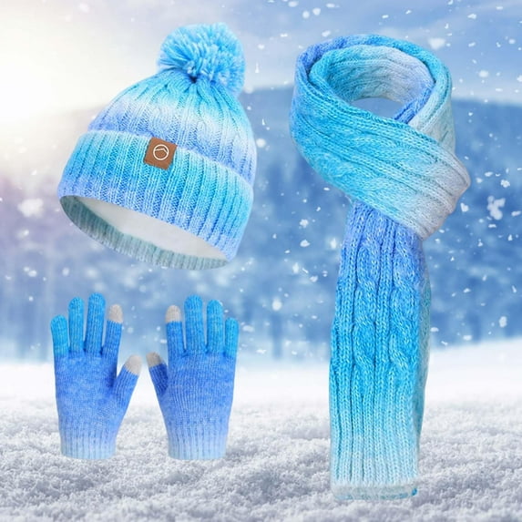 3 Pieces Toddler Winter Hat Glove Scarf Sets Knitted Toddler Cap Beanie ...