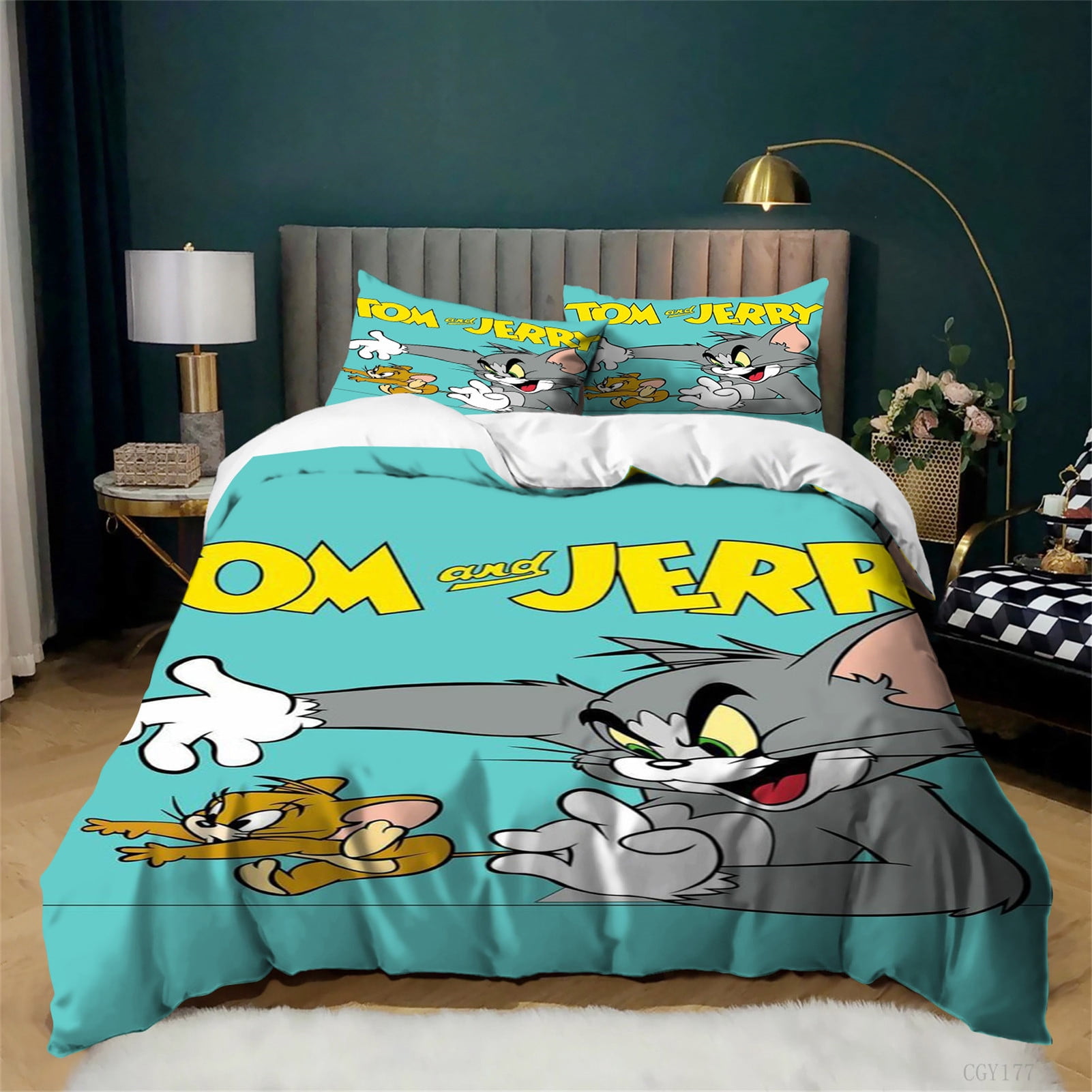 3 Pieces Tom and Jerry Duvet Cover Set Full Soft Cozy Quilt Cover ...