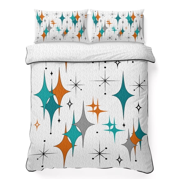 3 Pieces Twin Quilt Set,Boho Mid-Century Diamond Pattern Soft Bedding ...