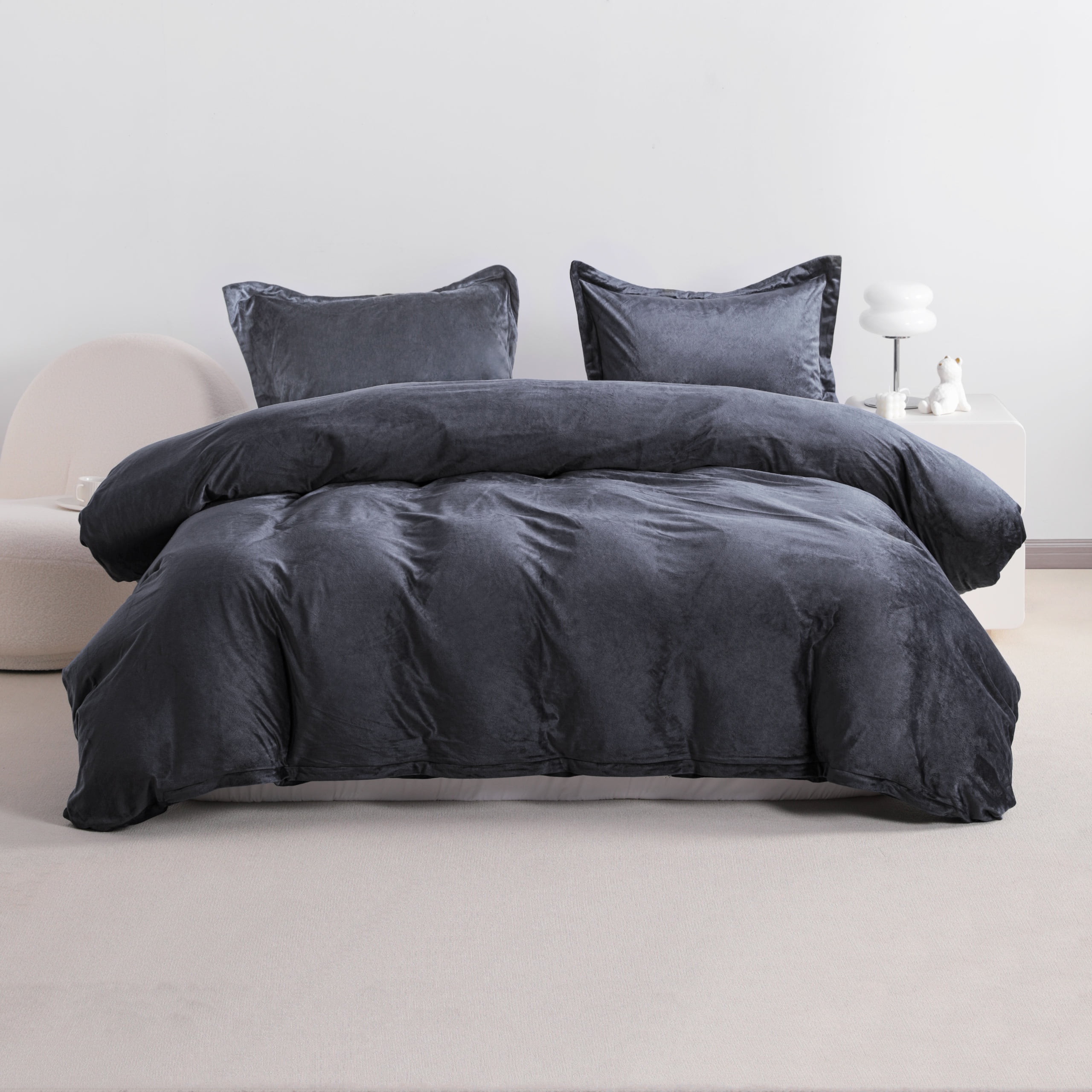 3 Pieces Ultra Soft Velvet Duvet Cover Set, Cozy and Warm Bedding ...
