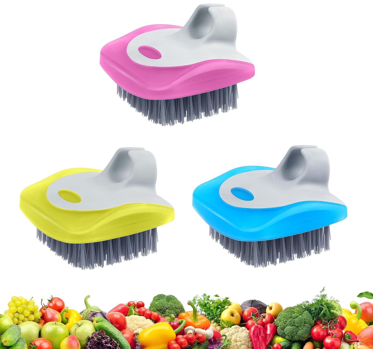 3 Pieces Vegetable Brush Potato Scrubber Brush Silicone Hard and Soft ...