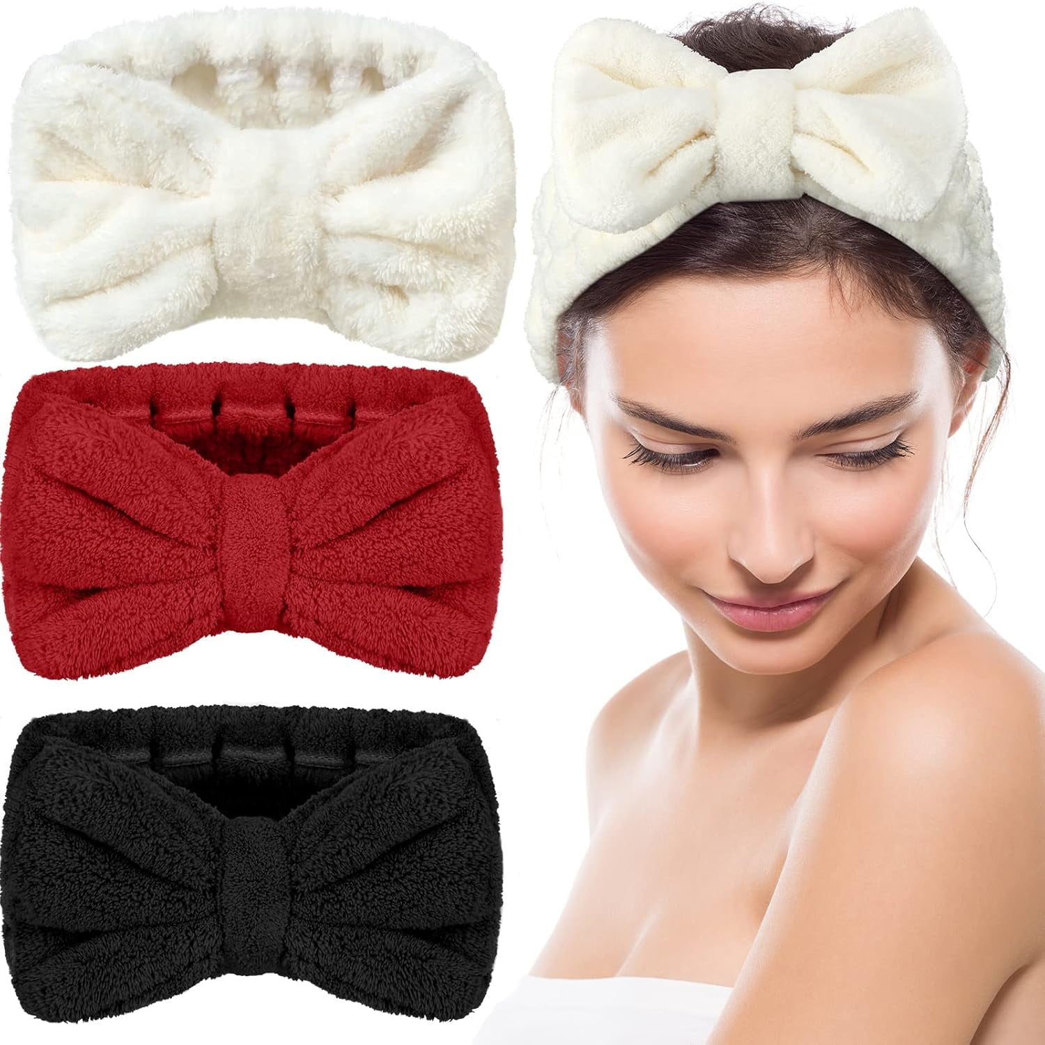 3 Pieces Wash Face Headband Makeup Spa Headband Towel Terry Hair Bands ...