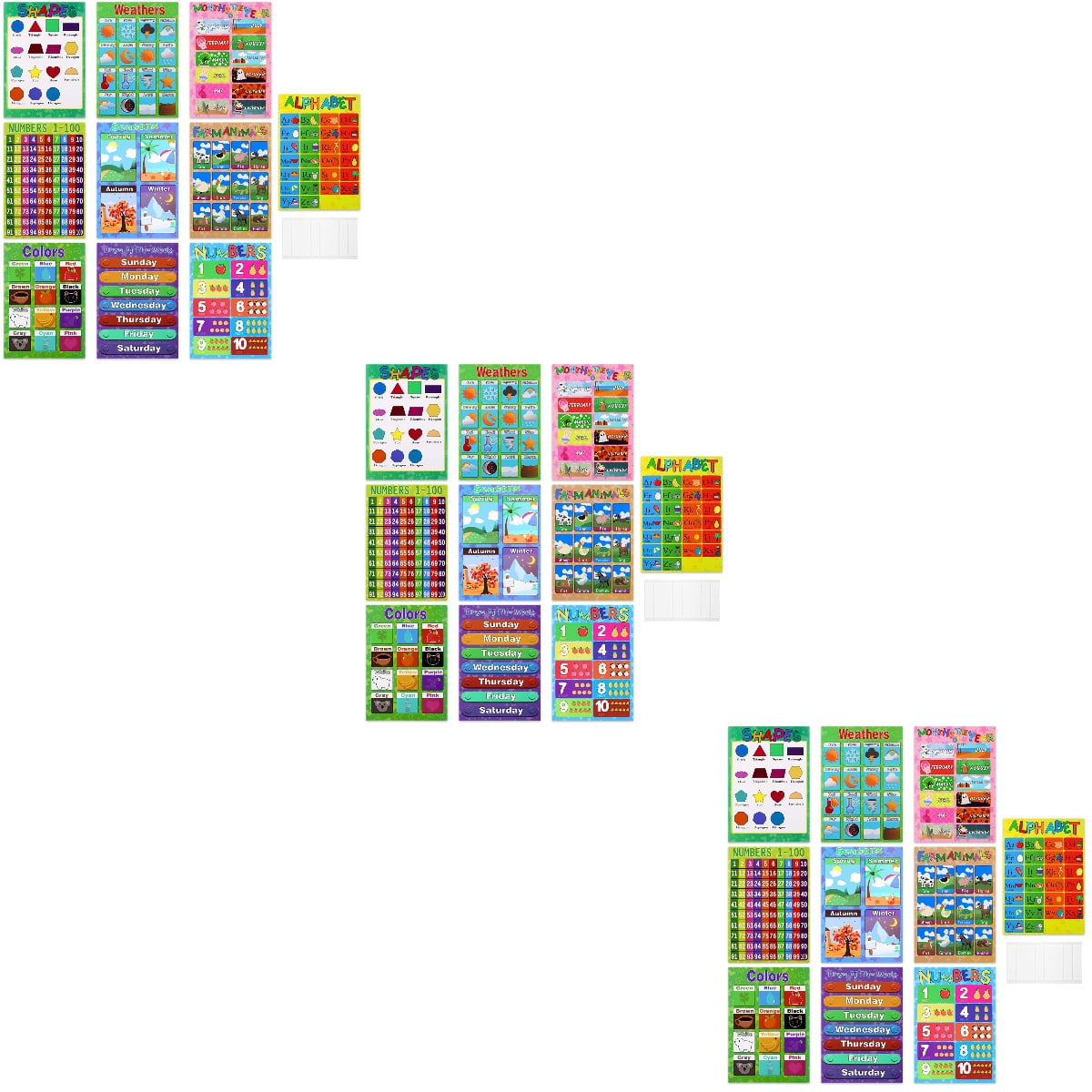 3 Pieces Weather Chart Kids Calendar Weathers Poster Seasons - Walmart.com