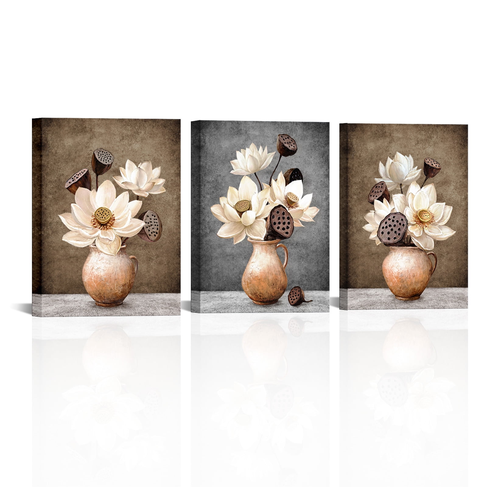 3 Pieces White Magnolia Still Life Modern Farmhouse Floral Wall Art Rustic Farmhouse Decor ...